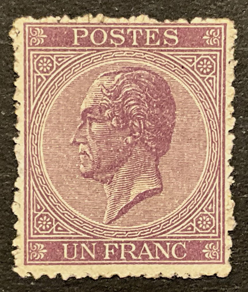 Belgium 1865/1866 - Leopold I in profile - 21A - 1 franc LILAC - Very deep colour - OBP 21Aa ...