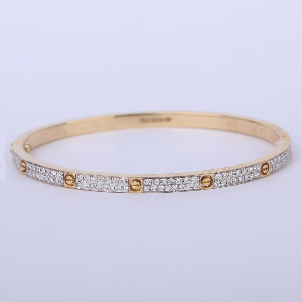 Bracelet - 14 kt. Yellow gold - 3.20ct. tw. Diamond (Natural) - Gold Diamond Bracelet - auction ...
