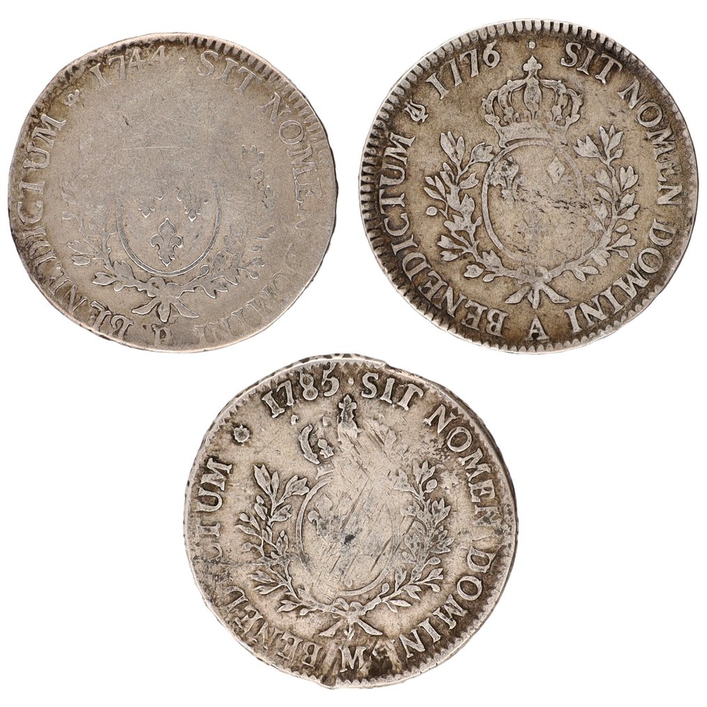 France. Louis XV, Louis XVI. 1 Ecu 1744/1785 (3 stuks) (No Reserve ...