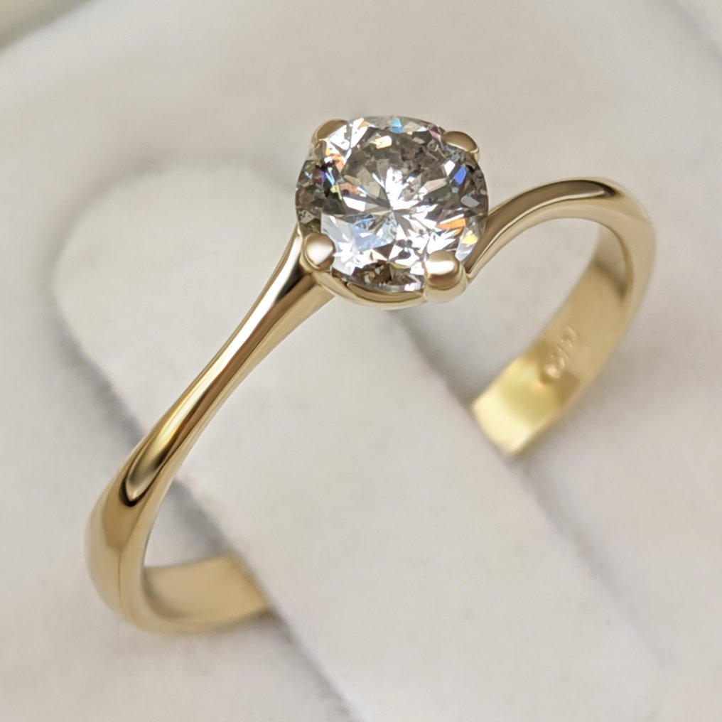 No Reserve Price - Ring - 14 kt. Yellow gold - 0.53ct. tw. Brown Diamond (Natural coloured ...