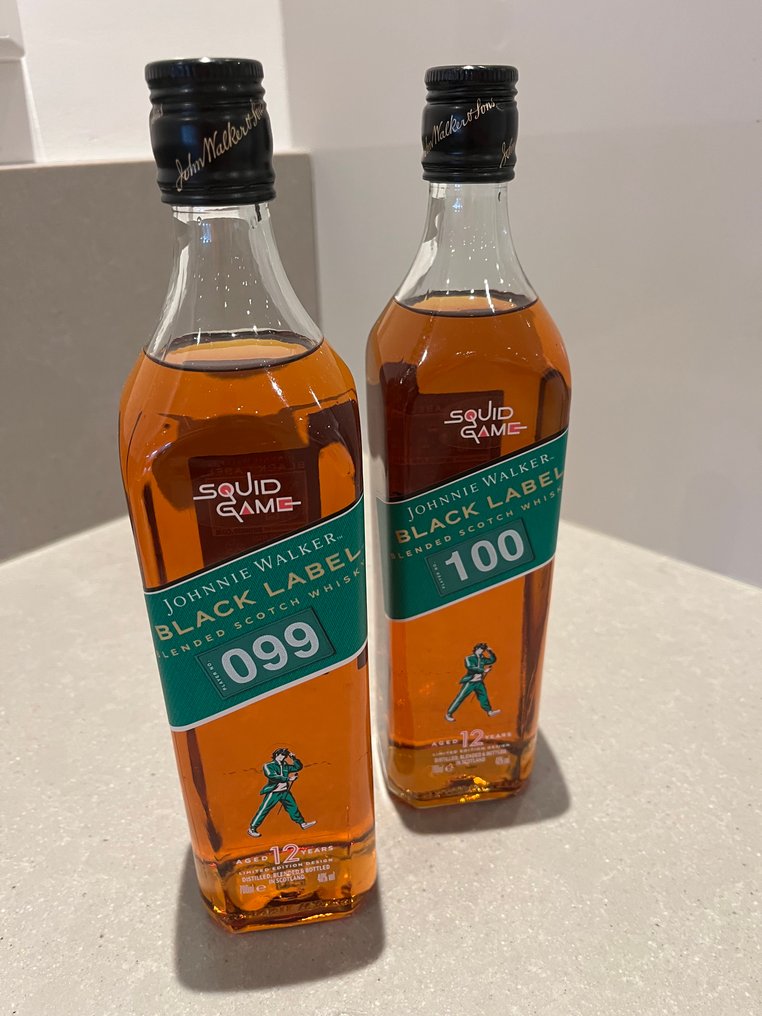 Johnnie Walker 12 years old Black Label - Squid Game limited edition design - players 099 & 100 ...