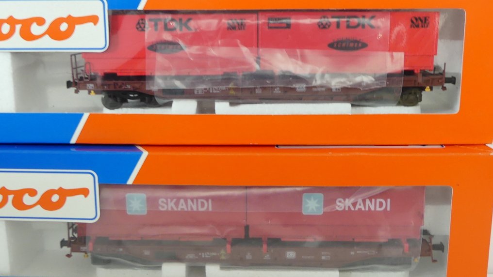 Roco H0 - 47013/47022 - Model train freight carriage (2) - Container ...
