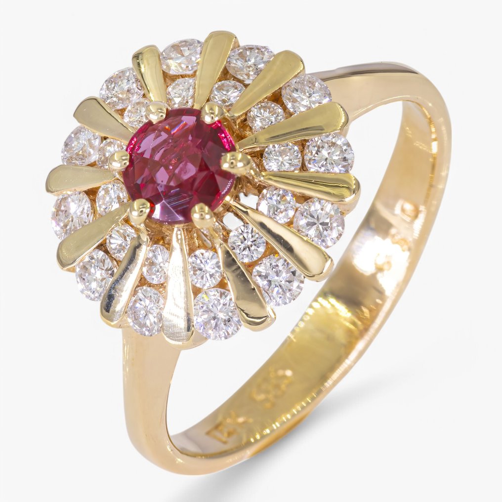 Zonder Minimumprijs - Ring - 14 karaat Geel goud, IGI - 0,85ct ...