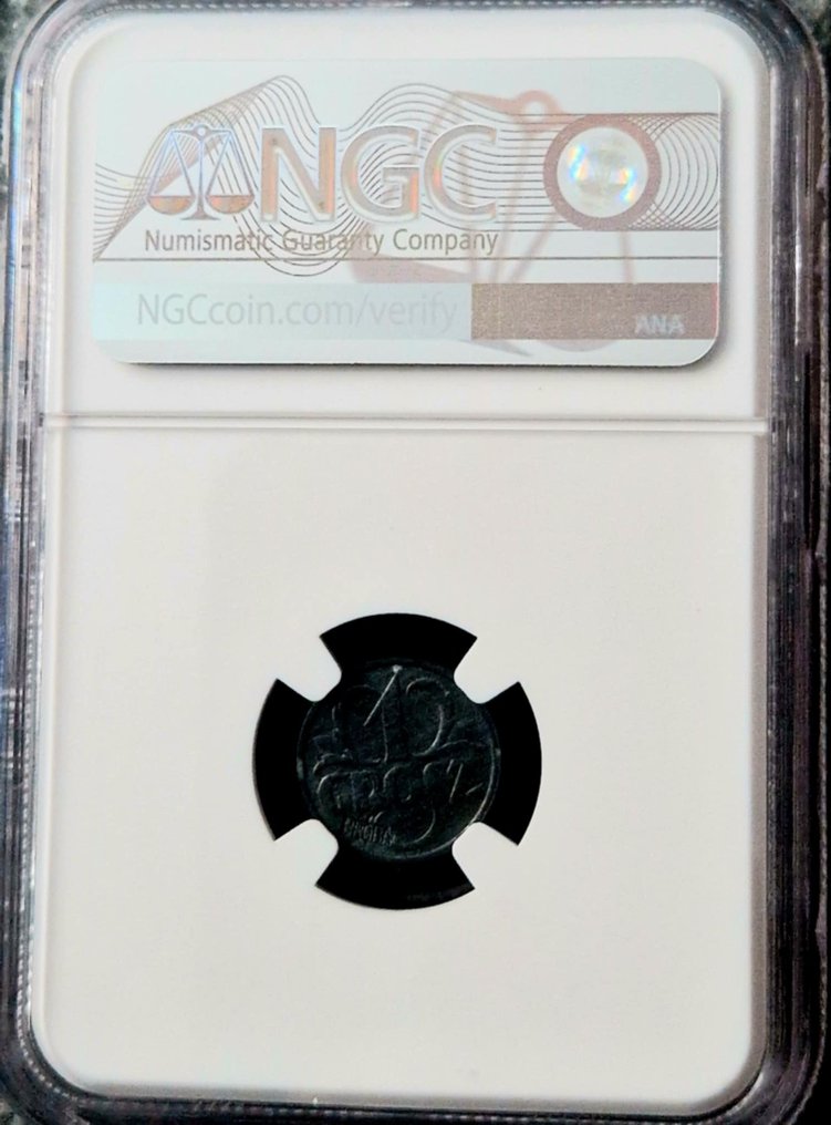 Poland. II Republik.. 1 Groschen/1 Grosz 1939 PATTERN in Zinc. Extremely rare. In NGC slab MS 64 ...