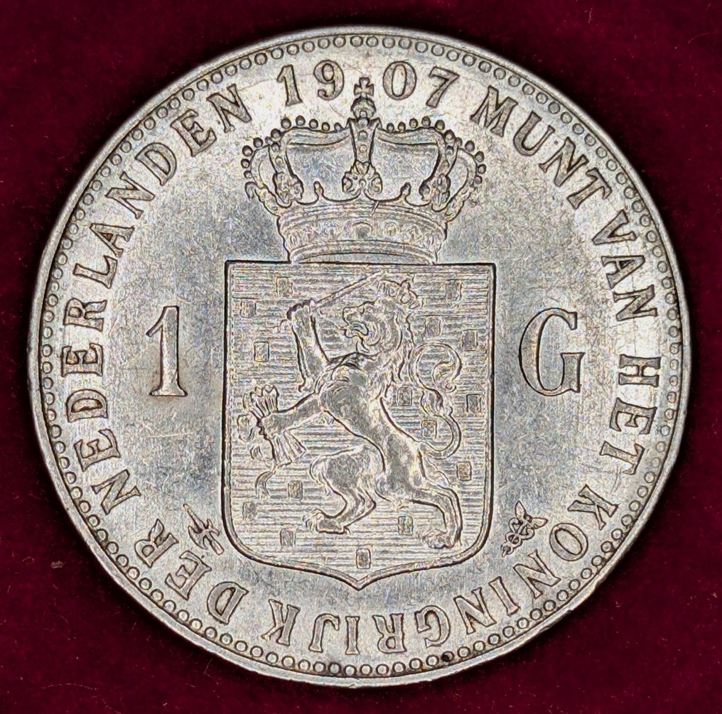 Nederland. Wilhelmina. 1 Gulden 1907 (Zonder Minimumprijs) - online veiling Catawiki