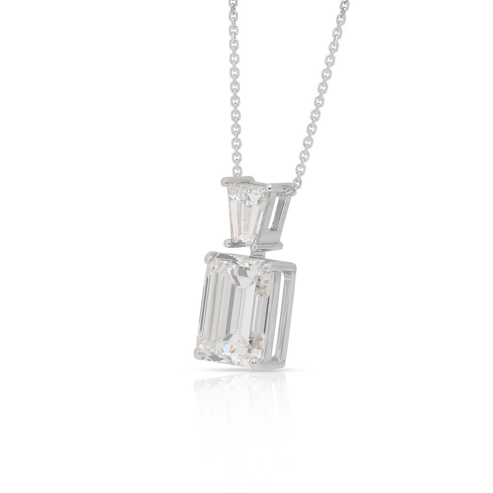 Necklace with pendant - 18 kt. White gold - 5.94ct. tw. Diamond (Natural) - Diamond - Dazzling ...