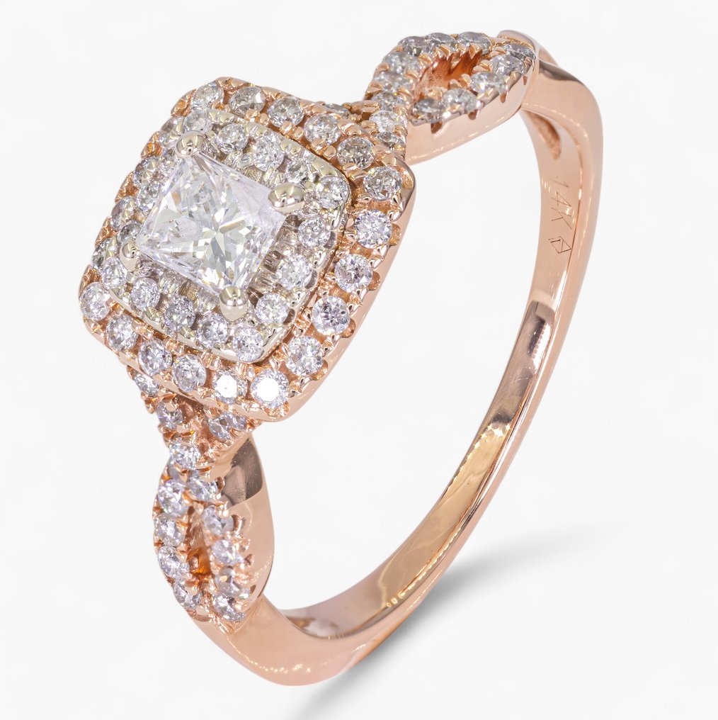 No Reserve Price - Ring - 14 kt. Rose gold, IGI - 0.75ct Diamonds - 0.75ct. tw. Diamond (Natural ...