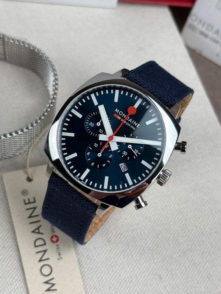 Mondaine - Classic Blue Chronograph Date - MSL.41440.LD.SET - Homme ...