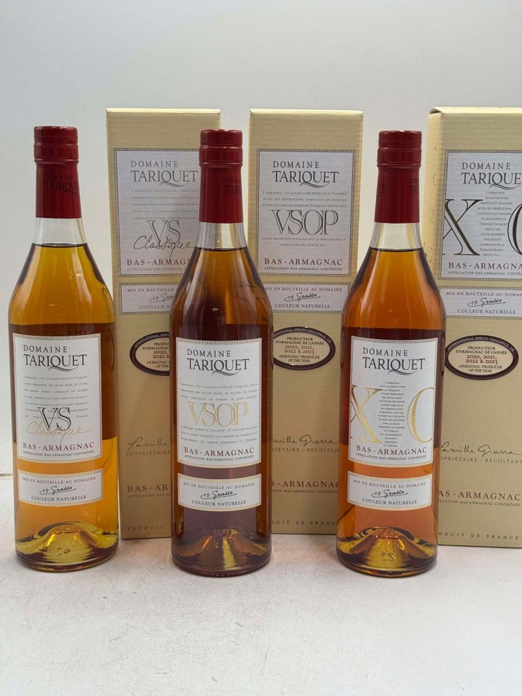 Tariquet - XO, VSOP + VS Bas-Armagnac - 70cl - 3 bottles - auction online Catawiki