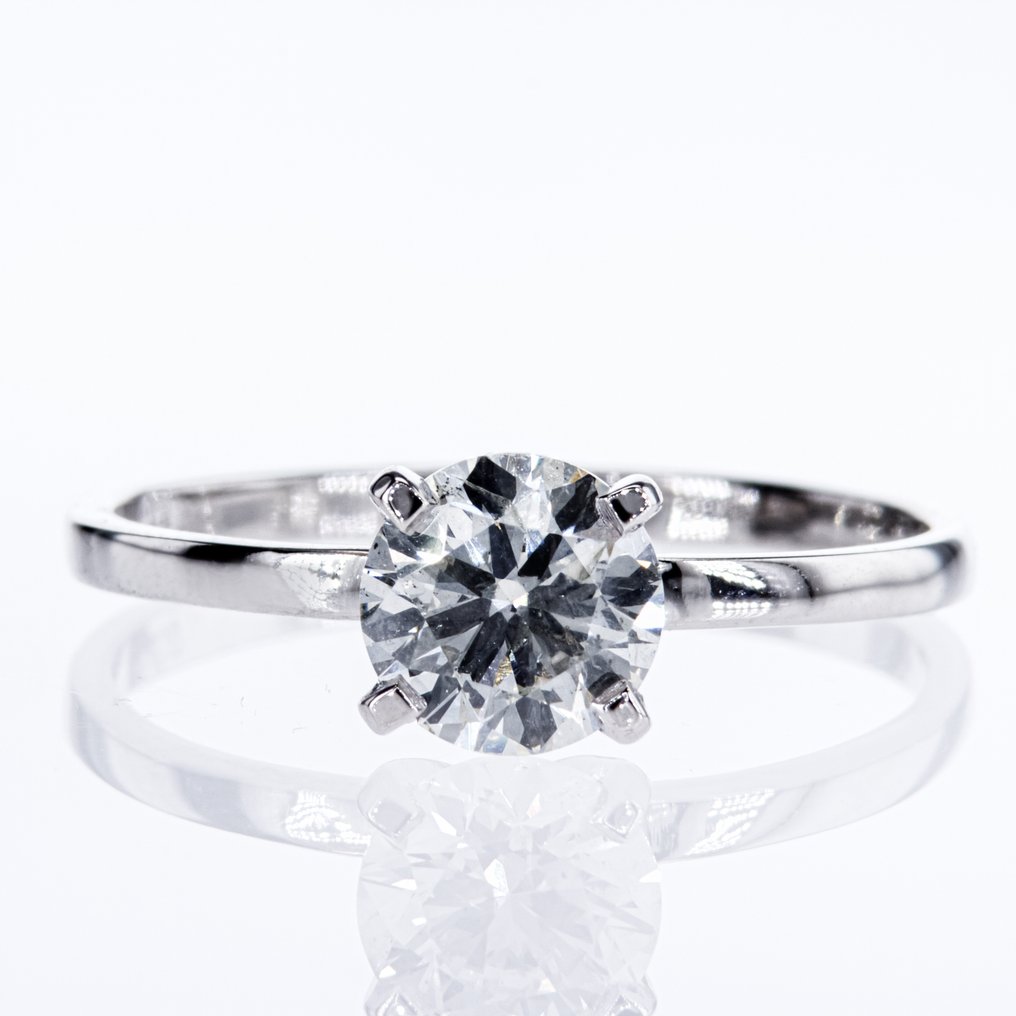 No Reserve Price - Engagement ring - 14 kt. White gold - 1.06ct. tw. Diamond (Natural) - auction ...