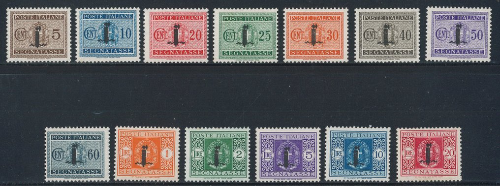 R.S.I. - Segnatasse sovr. "fascetto", serie cpl. n. 60/72. - Catawiki