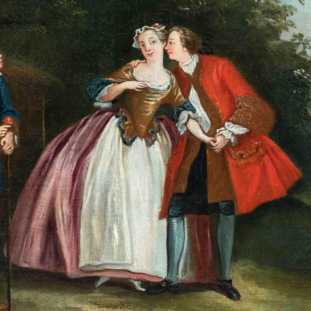 French Rococo school (XVIII) - Gallant scene in a landscape - auction online Catawiki