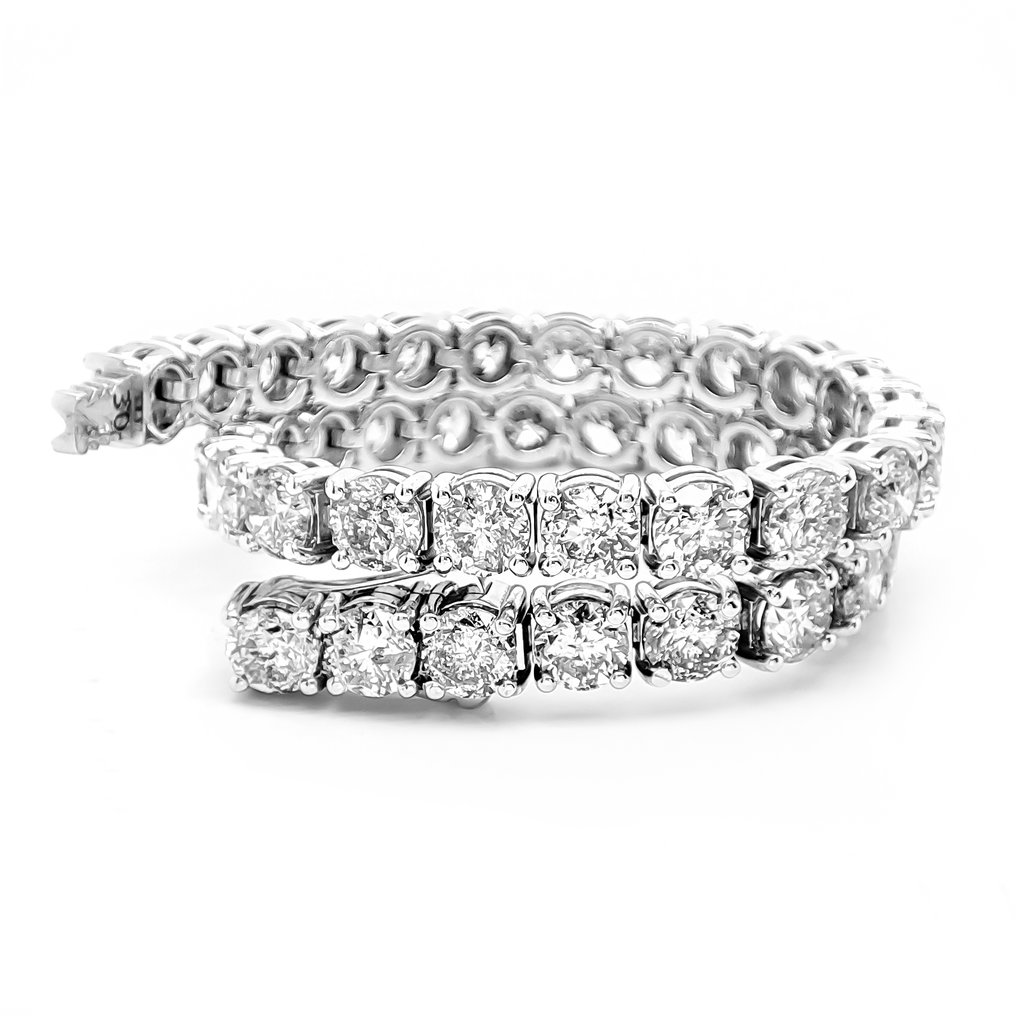 No Reserve Price - Bracelet - 14 kt. White gold - 13.55ct. tw. Diamond (Natural) - IGI ...