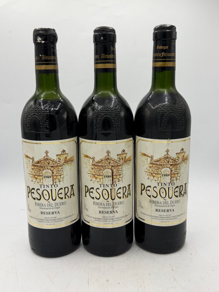 1989 Alejandro Fernandez, Tinto Pesquera - Ribera del Duero Reserva - 3 Bouteilles (0,75 L ...