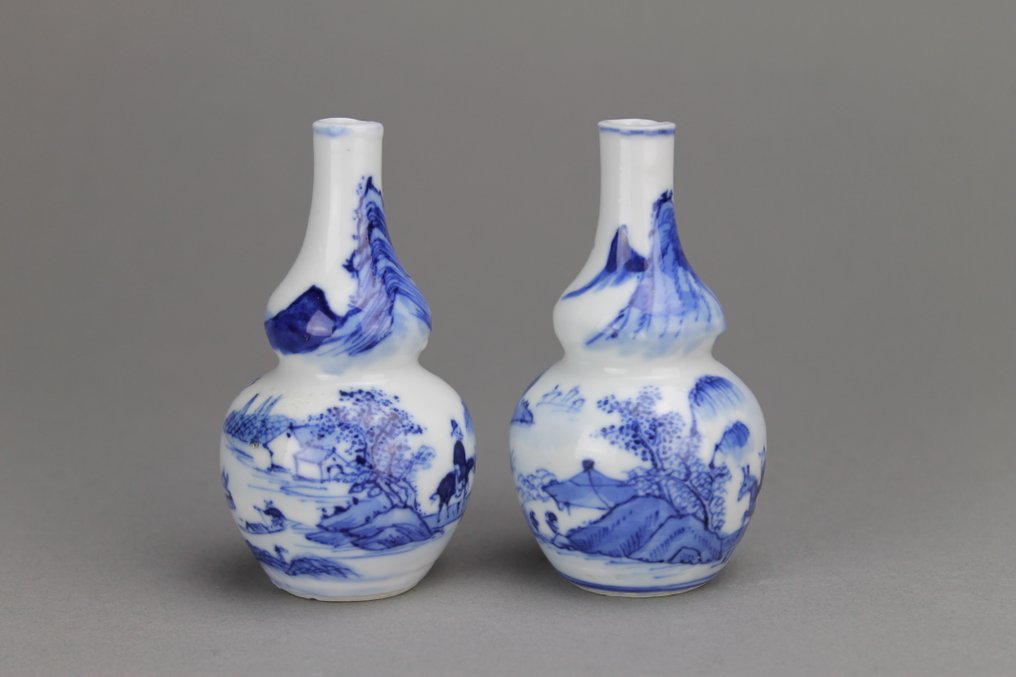 Two Chinese miniature vases, 'Masters of the Rock' decor – calabash ...