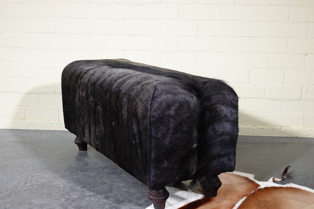 Unusual Ottoman in Blue Wildebeest Hide - Schedel - Connochaetes ...