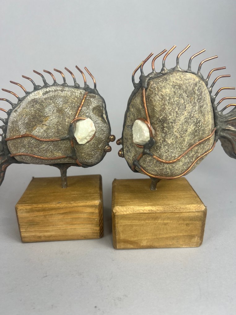Jacek Drzymała ( XX- XXI) - Sculpture, NO RESERVE- 2 kissing fish ...