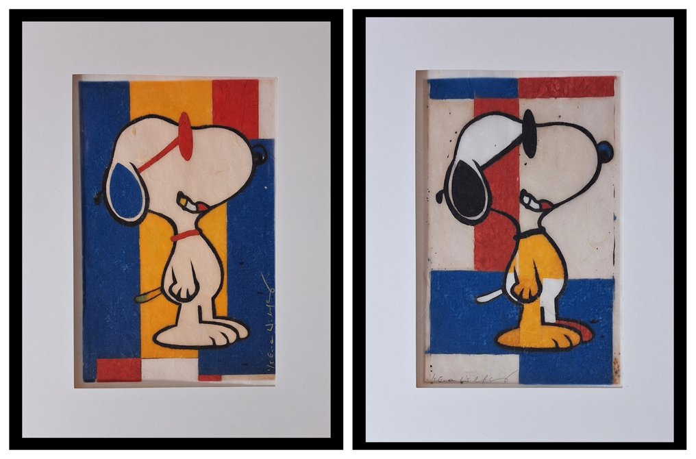 Emma Wildfang - Diptych Snoopy "Tribute series - Icons Reimagined "Piet ...