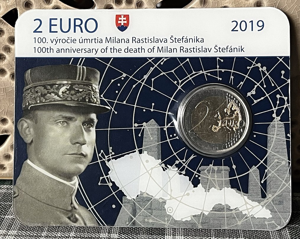 Slovacchia. 2 Euro 2019 "Milan Rastislav Stefanik" (Senza prezzo di ...