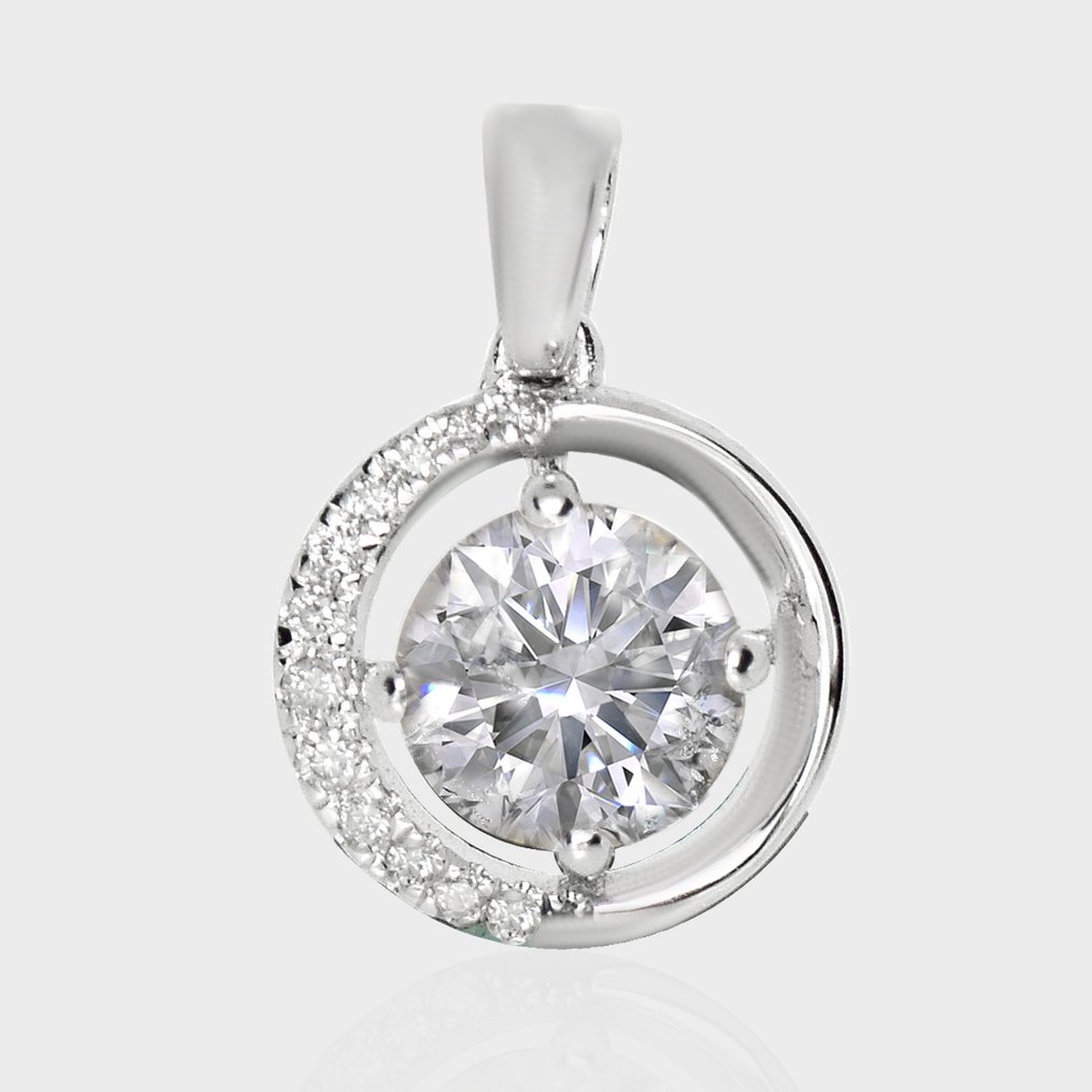 No Reserve Price - Pendant - 18 kt. White gold, 1.01 ct E-F SI - 1.08ct. tw. Diamond (Natural ...