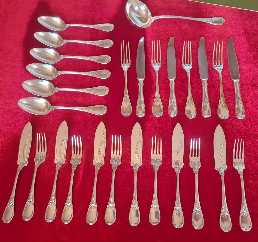 Christofle - Cutlery set (27) - Silverplated - Rare TRIANON Pattern ...