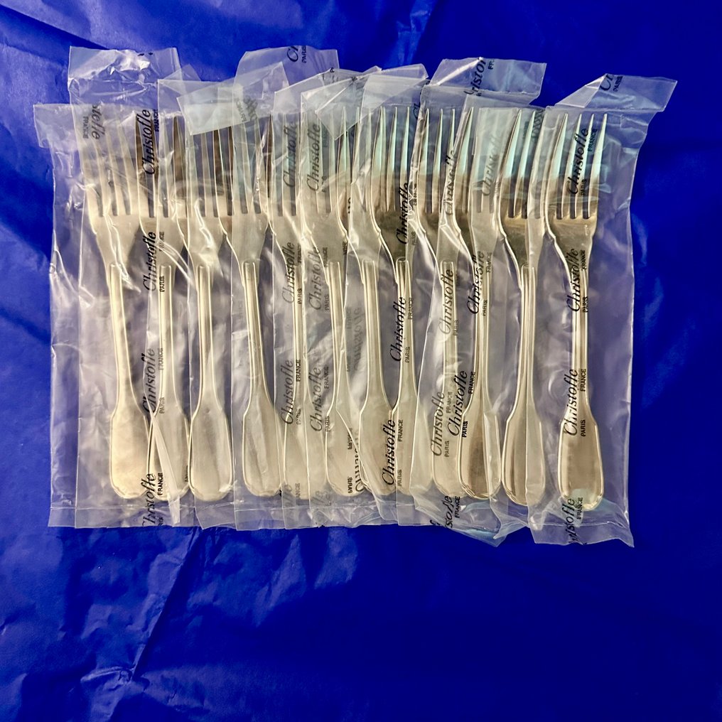 Christofle - Fork (12) - Touraine - Steel - Fish Fork - auction online ...