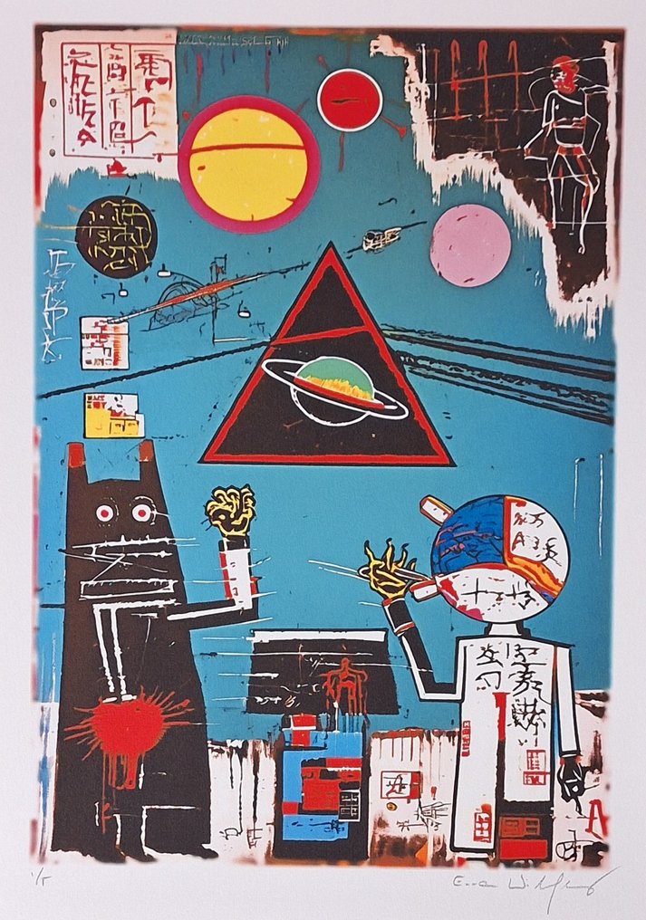 Triptychon Pink Floyd - Tribute series - Icons Reimagined Jean-Michel Basquiat - Beperkte editie ...