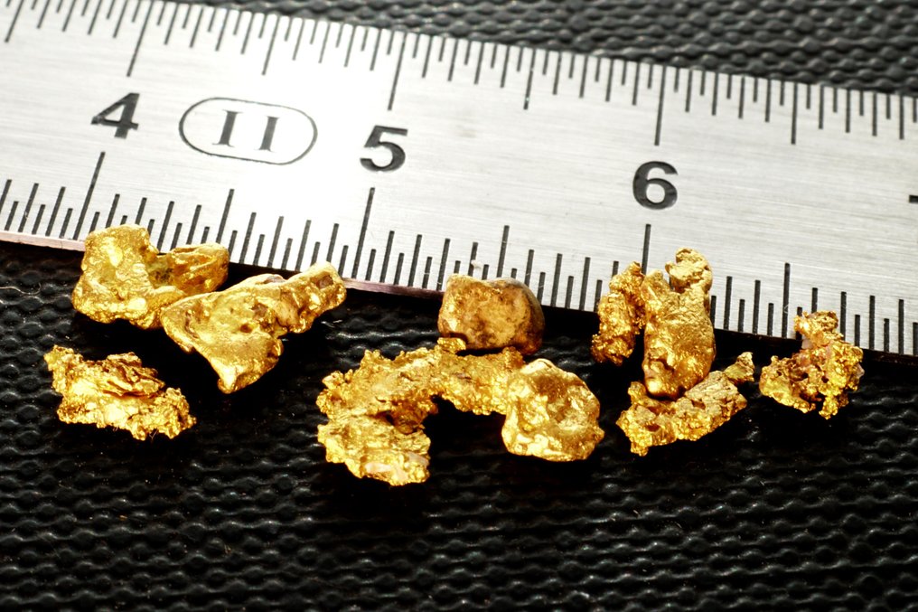 Gold Natural, Native gold nuggets (gold nugget)- 1.33 g - (9) - auction ...