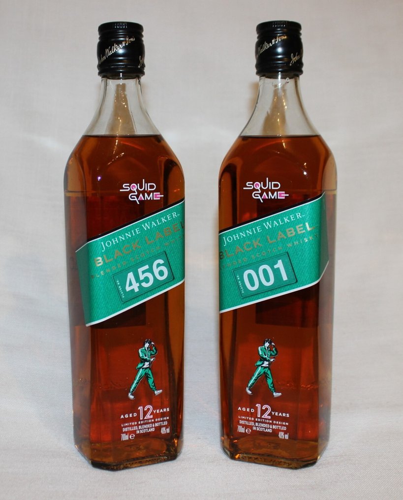 Johnnie Walker 12 years old Black Label - Squid Game limited edition design - players 001 & 456 ...
