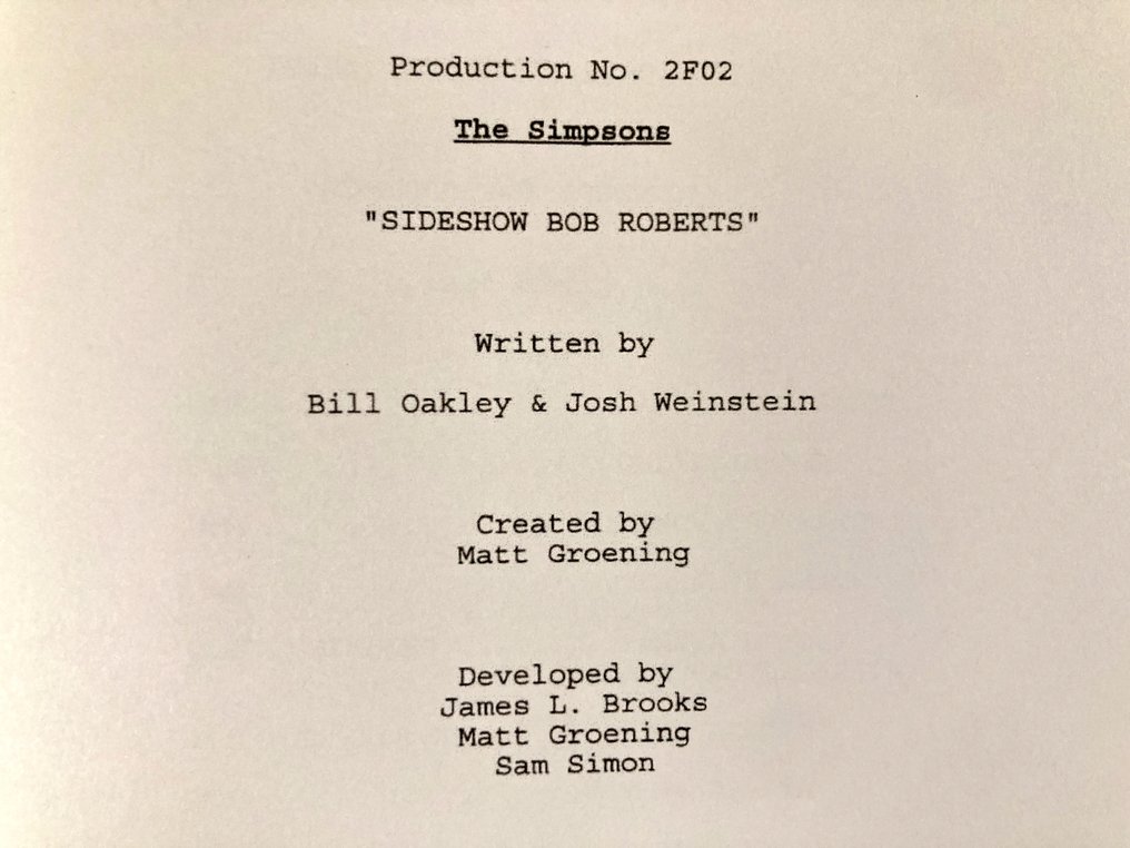 The Simpsons Production Script - The Simpsons - EP05/SAISON6 (1994 ...