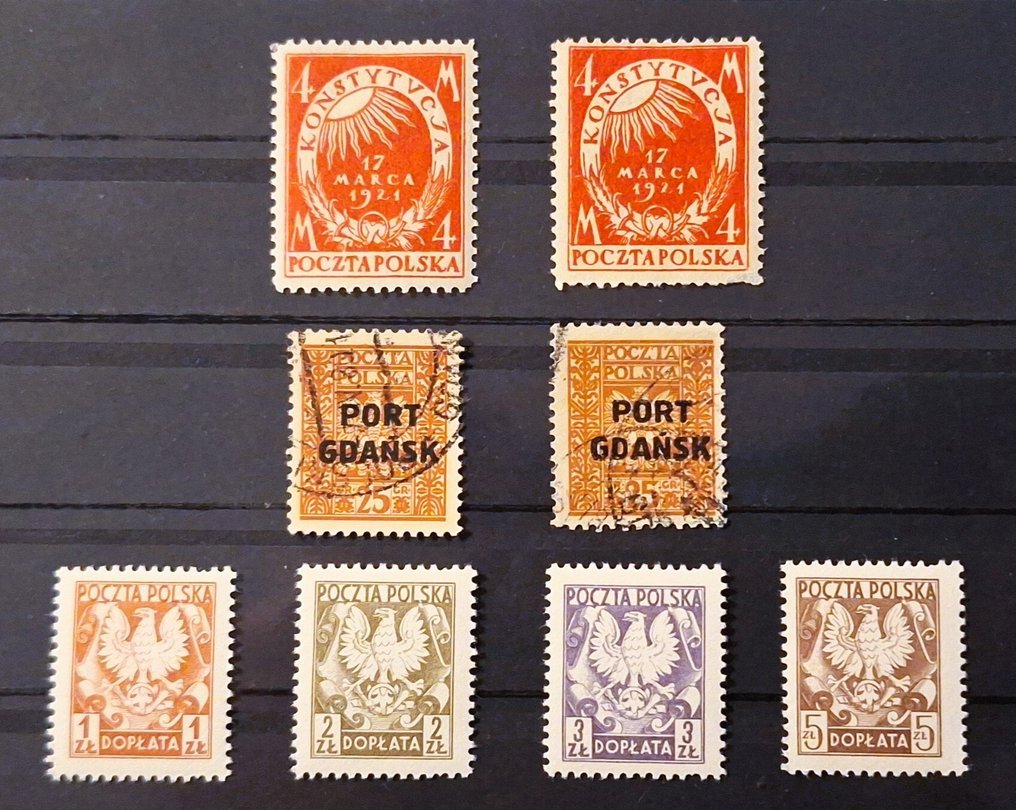 Poland 1921/1978 - Two Polish old and rare postage stamps 1921, 4 M ...