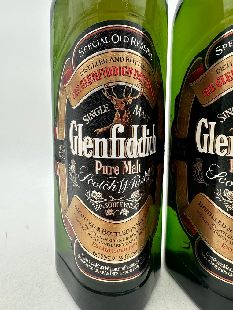 Glenfiddich Special Old Reserve - Original bottling - b. 1980s - 1 Litre - 2 bottles - auction ...
