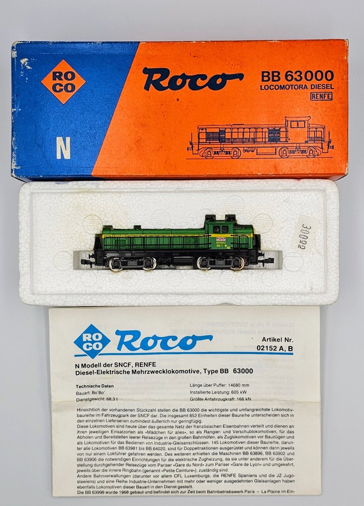 Roco N - 02152 B - Locomotive diesel (1) - Classe BB 63000 307-004-2 ...
