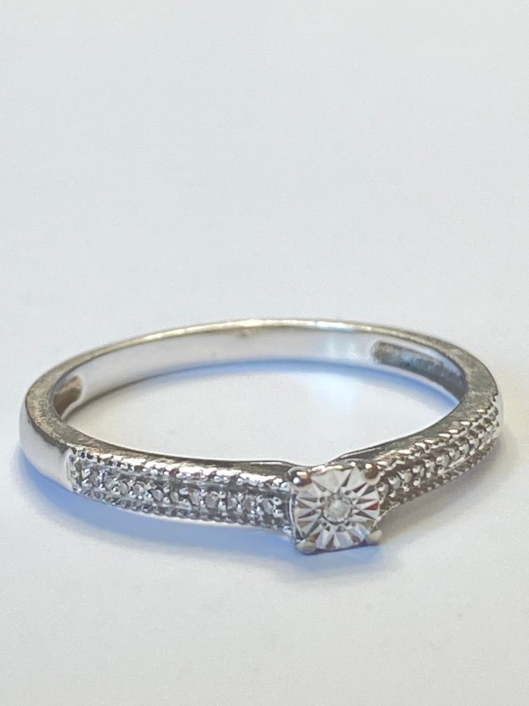 Senza Prezzo di Riserva - Anello - 18 carati Oro bianco - 0.12ct. tw. Diamante (Naturale ...