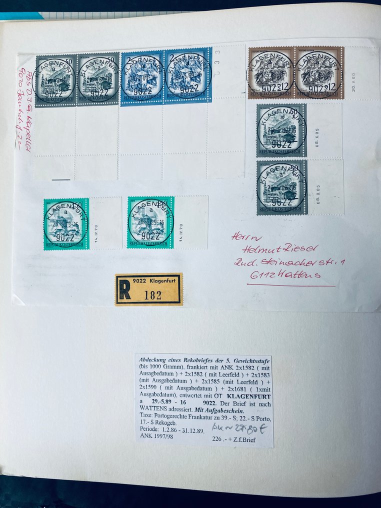 Austria - Collection of Austrian Reko Letters and Postage - auction ...