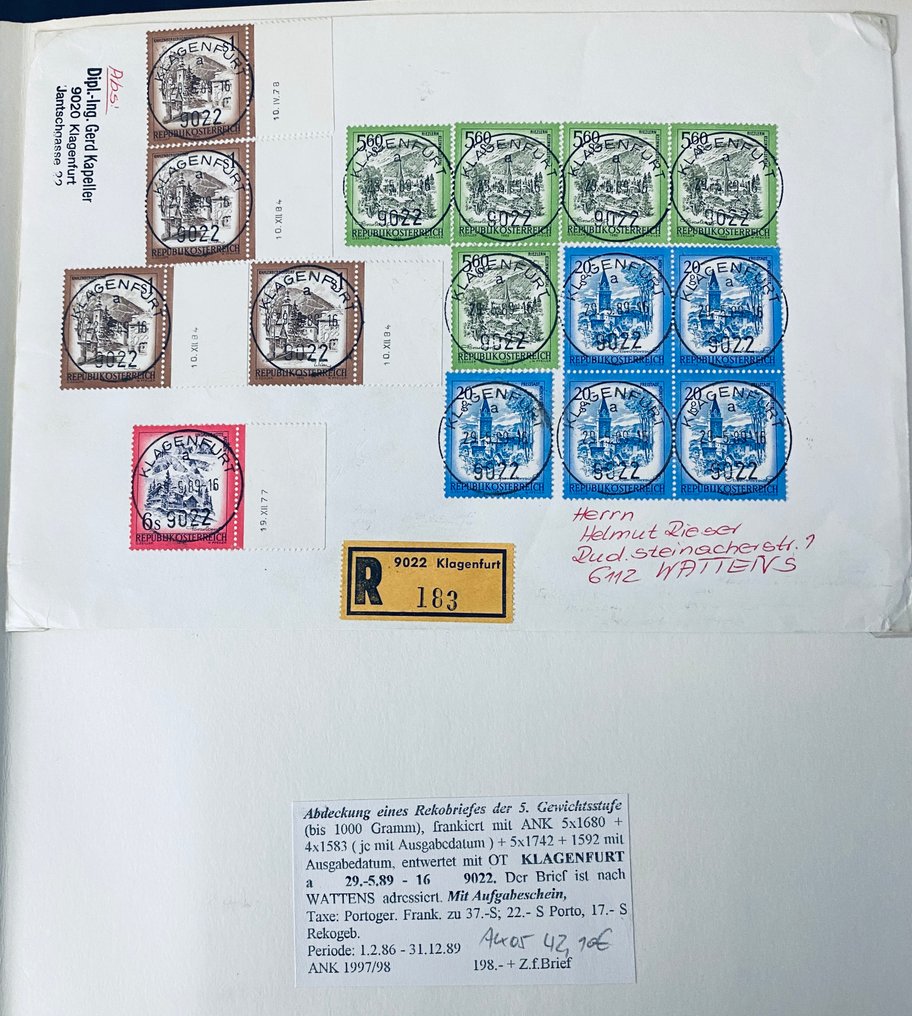 Austria - Collection of Austrian Reko Letters and Postage - auction ...