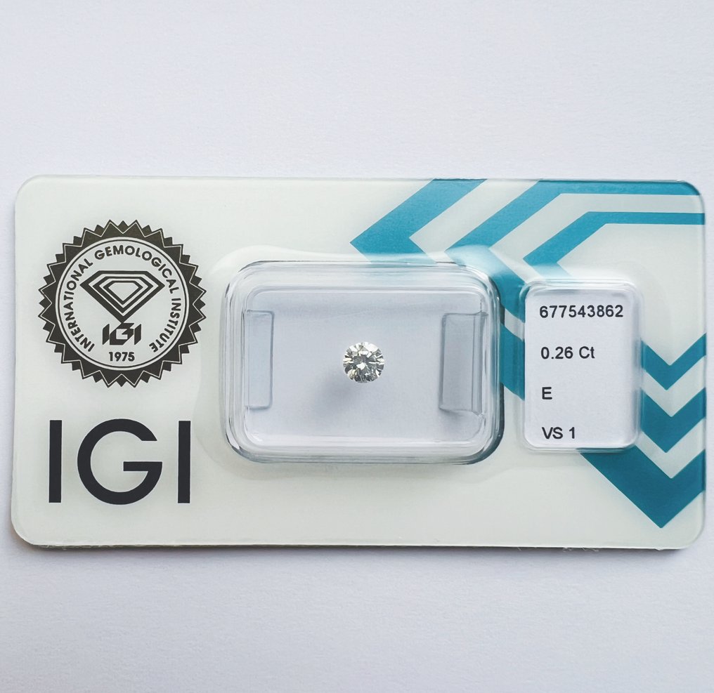 1 pcs Diamond (Natural) - 0.26 ct - Round - E - VS1 - International Gemological Institute (IGI ...