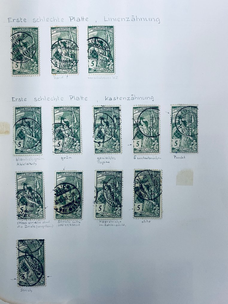 Switzerland 1900 - Selection of UPU - year: 1900 issues with plate numbers Switzerland - auction ...