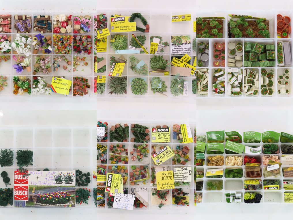 Busch, Noch H0 - Model train scenery (6) - Large assortment of flowers ...