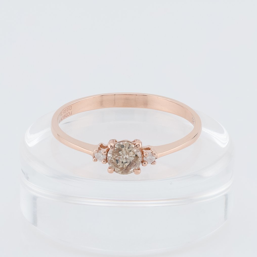 No Reserve Price - Ring - 14 kt. Rose gold - 1.31ct. tw. Brown Diamond (Natural coloured ...
