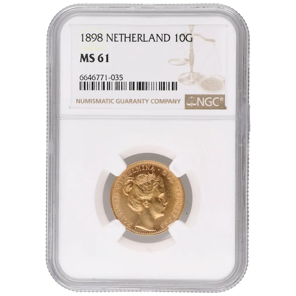 Netherlands. Wilhelmina. 10 Gulden 1898 - MS 61 - auction online Catawiki