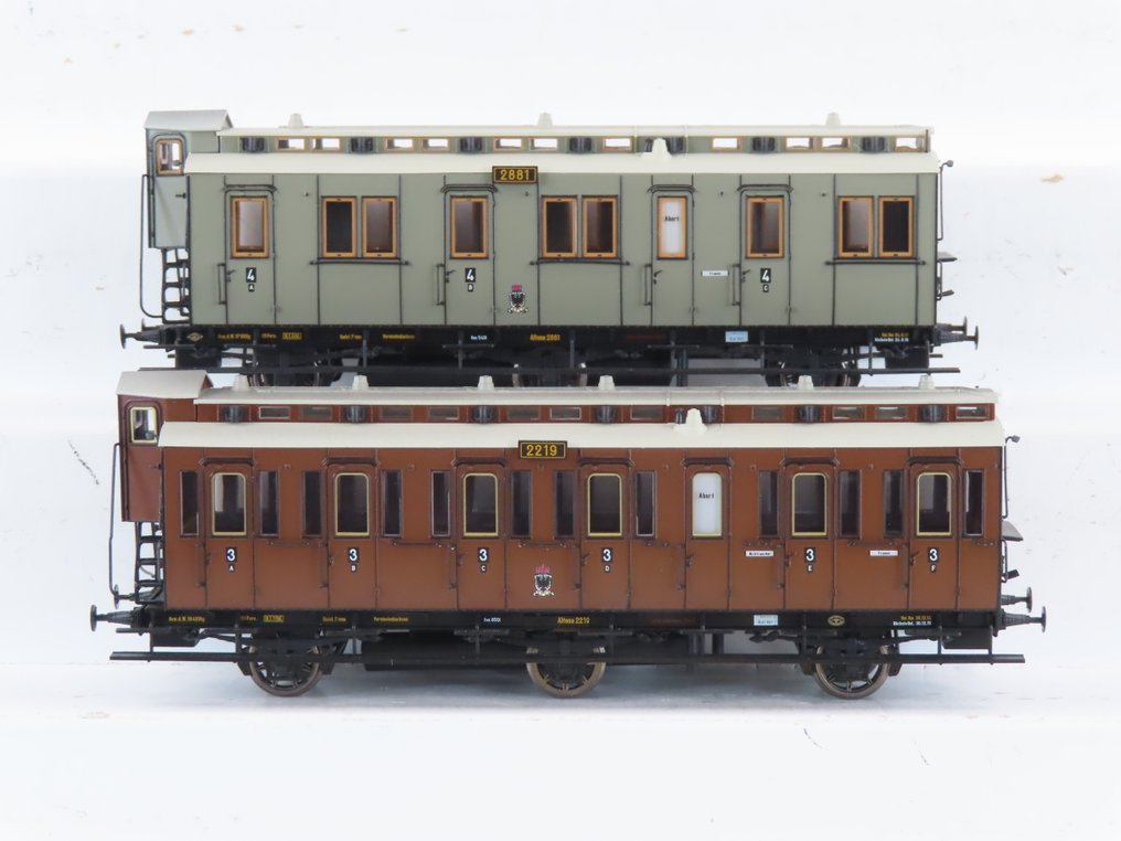 Brawa H0 - 45482/45481 - Model train passenger carriage (2) - 2x 3-axle ...