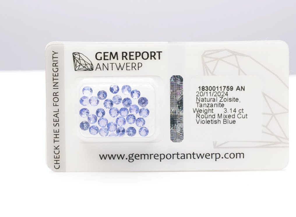 No Reserve Price - 30 pcs Violet, Blue Tanzanite - 3.14 ct - Gem Report Antwerp (GRA) - auction ...