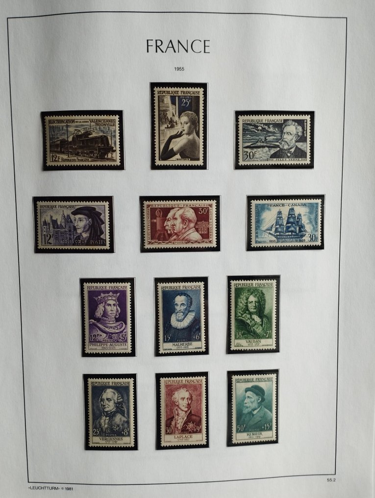 France 1955/1959 - Lot of 5 complete years followed - Yvert N° 1008 à N° 1229 MNH - auction ...