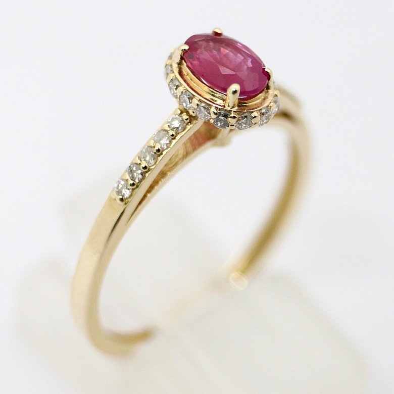 No Reserve Price - Ring - 14 kt. Yellow gold - 0.87ct. tw. Ruby - Diamond - auction online Catawiki