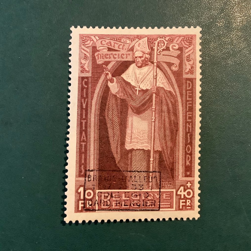 België 1933 - Cardinal Mercier met overdruk Braine L’Alleud en fotocertificaat Jean Baete. - OBP ...
