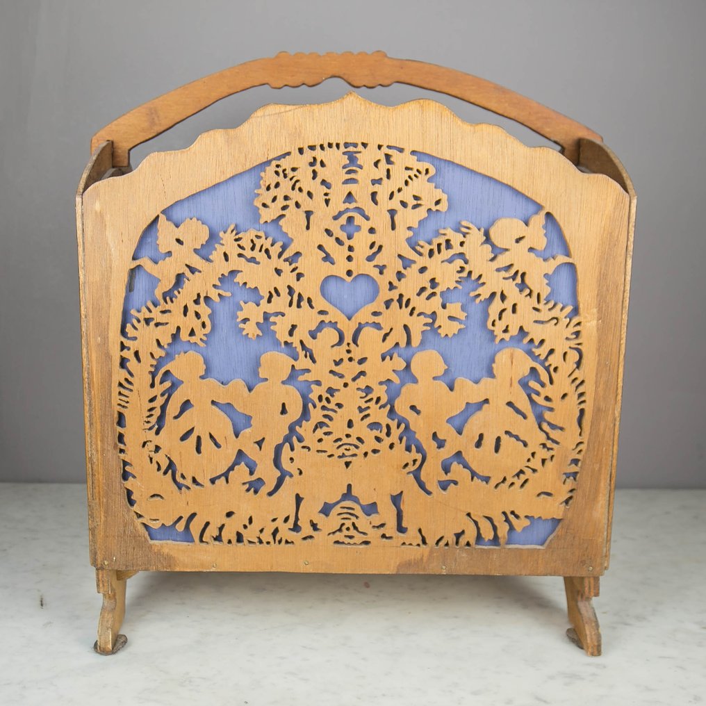 Magazine rack - Antique, whimsical hand carved magazine holder - Wood ...