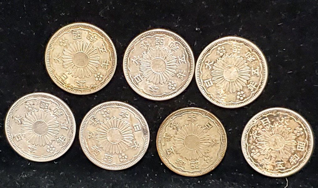 Giappone. Meiji. 10 / 20/ 50 Sen (6x) Year 28-44 (1895-1924) 6coins (Senza Prezzo di Riserva ...