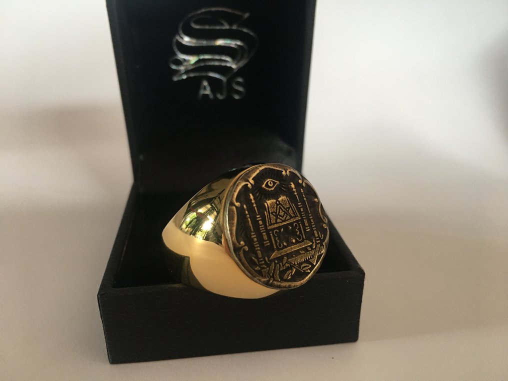 Unique Rare Masonic Altar 1st Degree Entered Apprentice Ring 24kt Gold ...