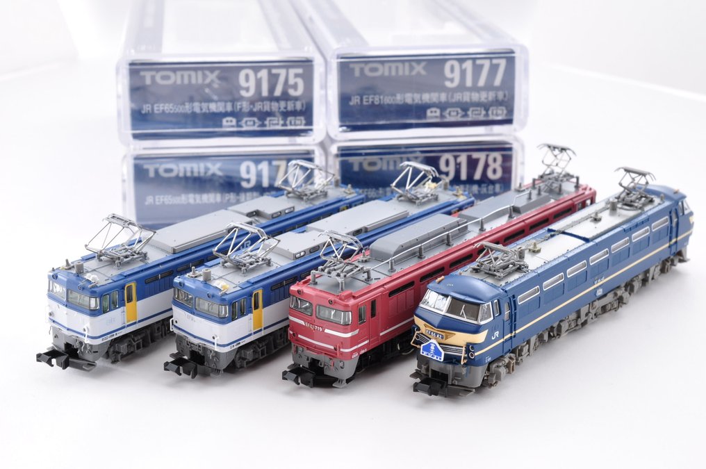 TOMIX N - 9175 9176 9177 9178 - Train unit (4) - EF65 500, EF81 600, EF66 0 Electric Locomotive ...